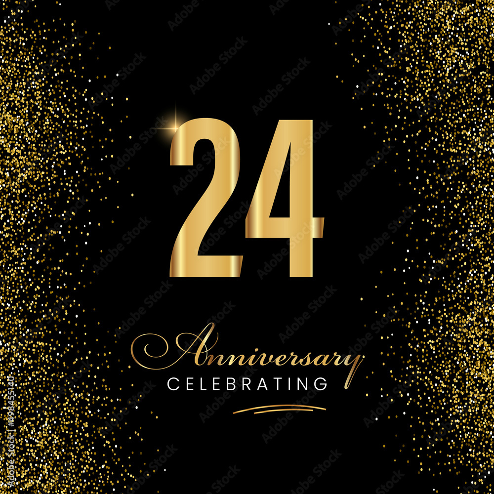 24 Year Anniversary Celebration Vector Template Design. 24 years golden ...