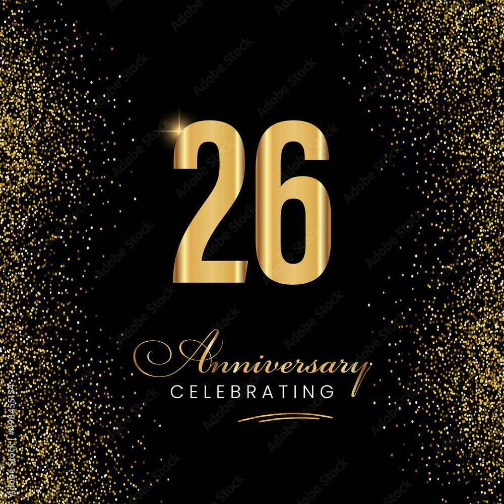 26 Year Anniversary Celebration Vector Template Design. 26 years golden ...