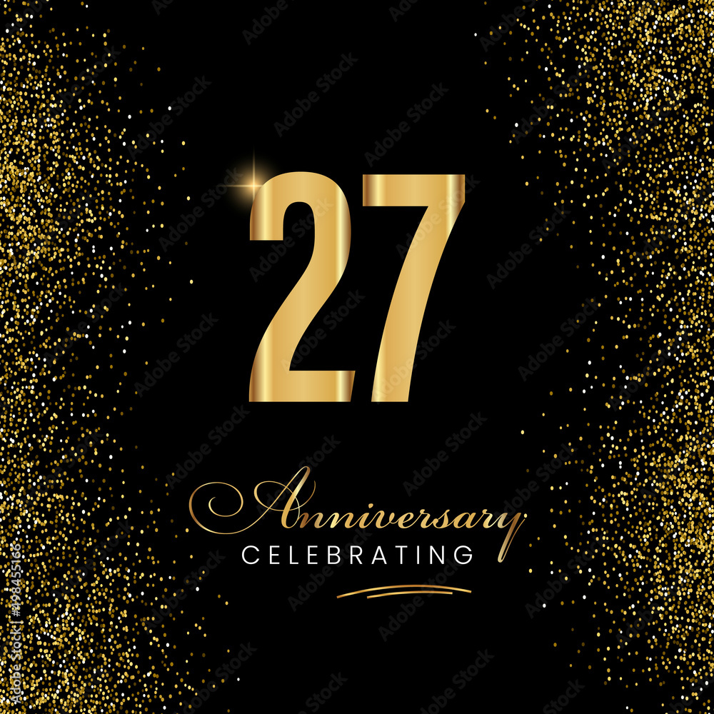 27 Year Anniversary Celebration Vector Template Design. 27 years golden ...