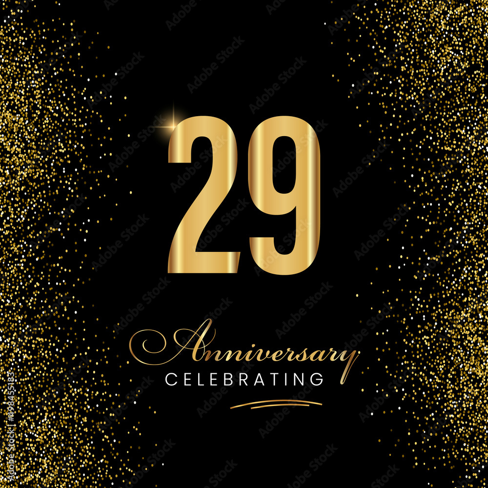 29 Year Anniversary Celebration Vector Template Design. 29 years golden ...