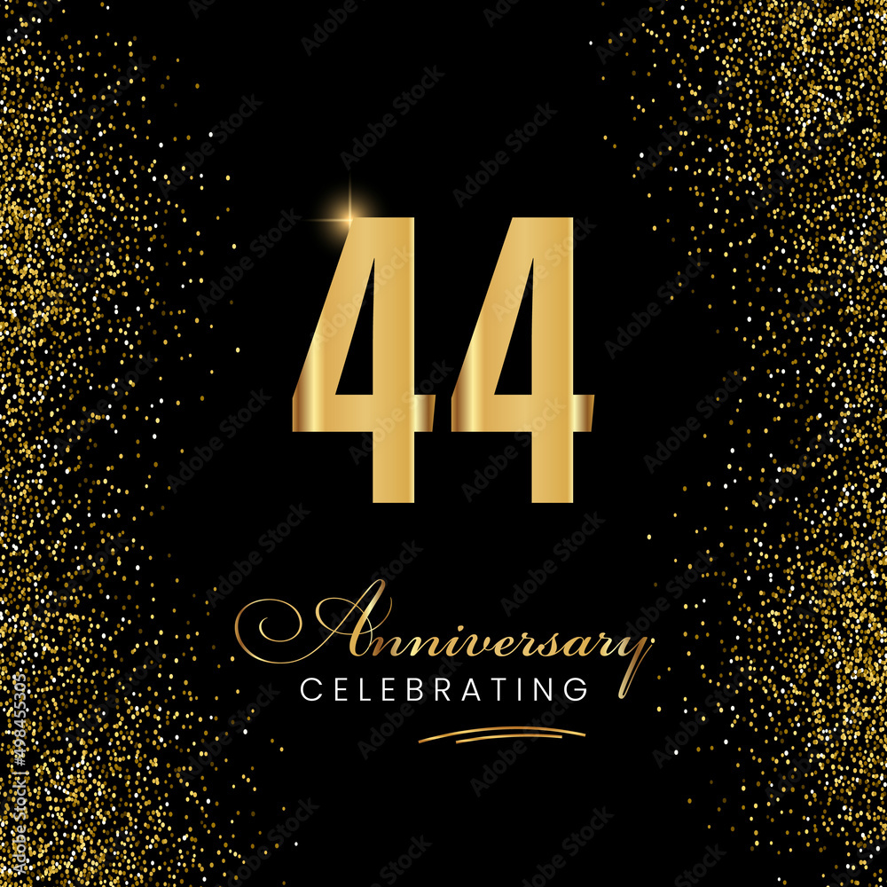 44 Year Anniversary Celebration Vector Template Design. 44 years golden ...