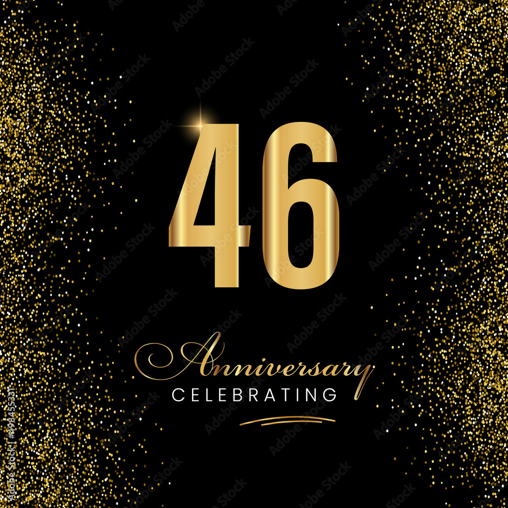 46 Year Anniversary Celebration Vector Template Design. 46 years golden ...
