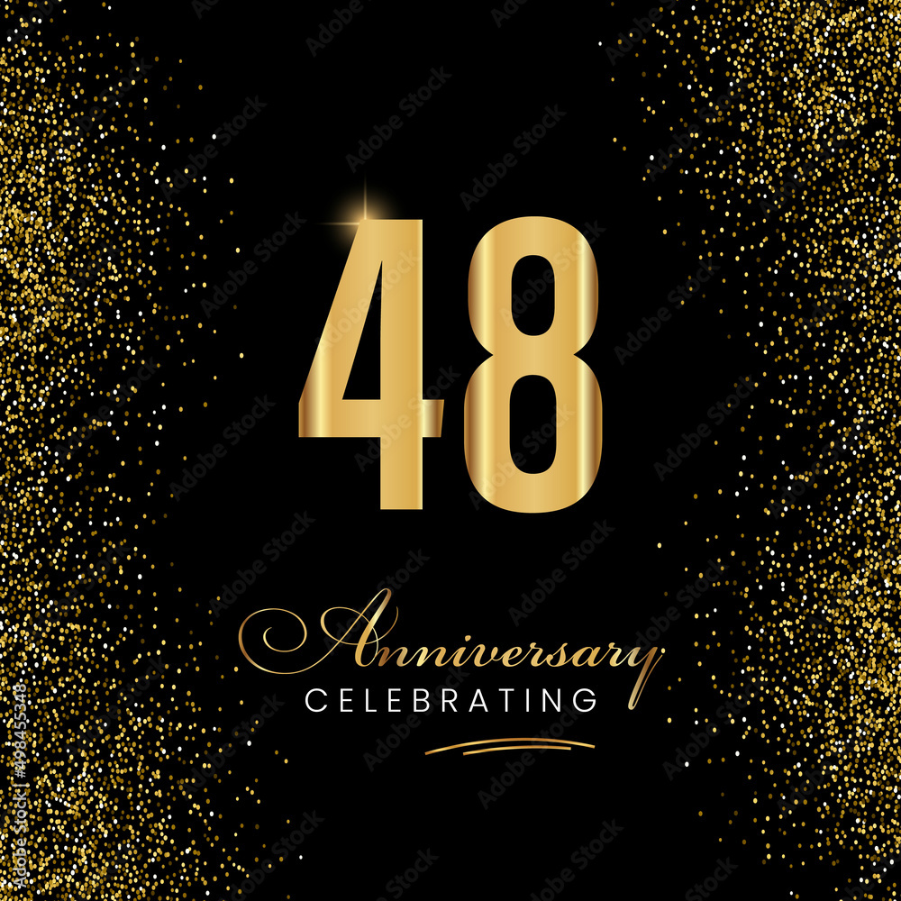48 Year Anniversary Celebration Vector Template Design. 48 years golden ...