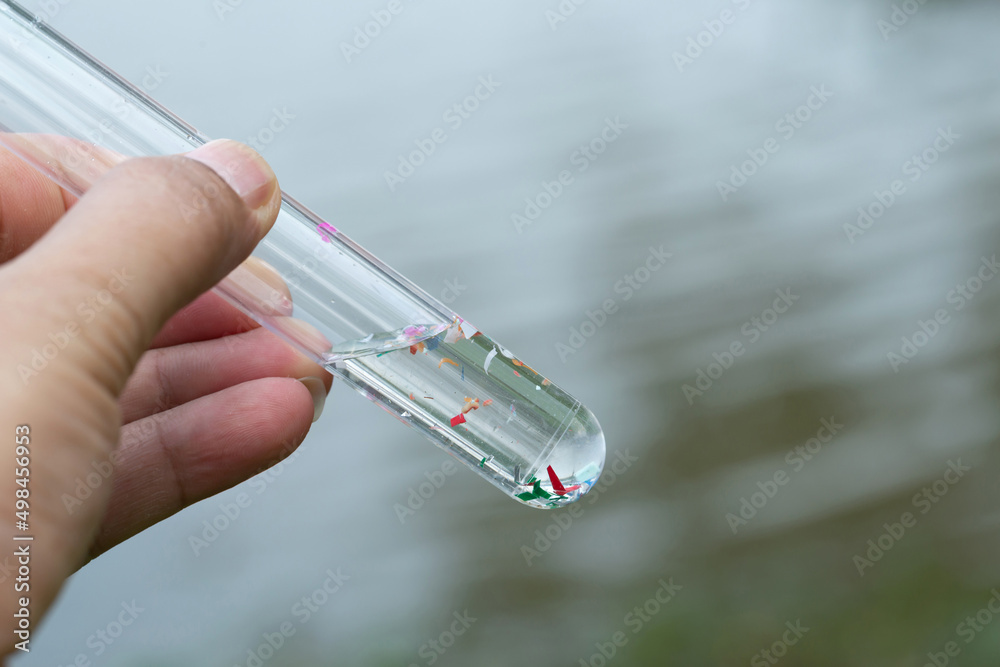 Environmental pollution and water microplastic. microplastics or tiny ...