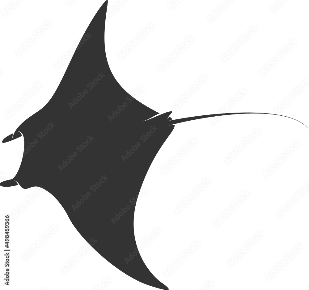 Manta Ray Silhouette. Isolated Vector Animal Template for Logo Company ...