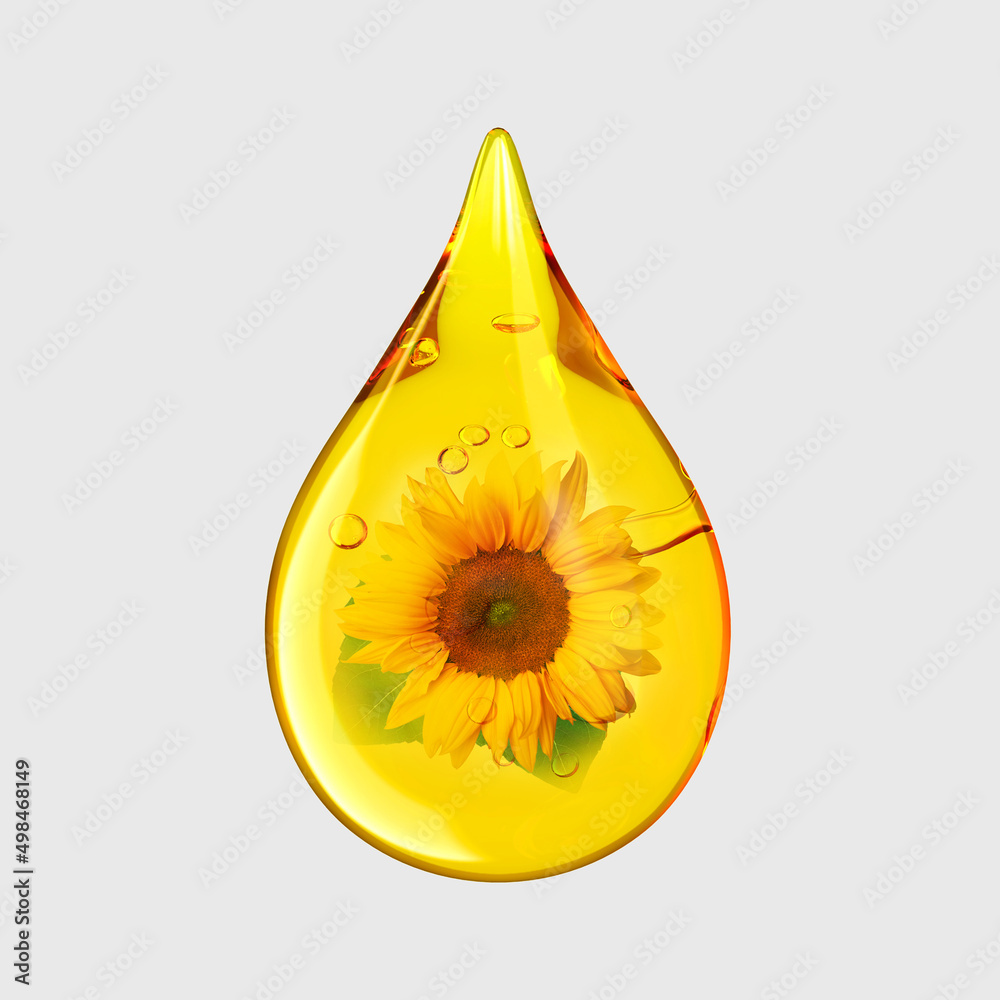 Icon of drop of sunflower oil with sunflower inside. Sunflower Oil drop ...