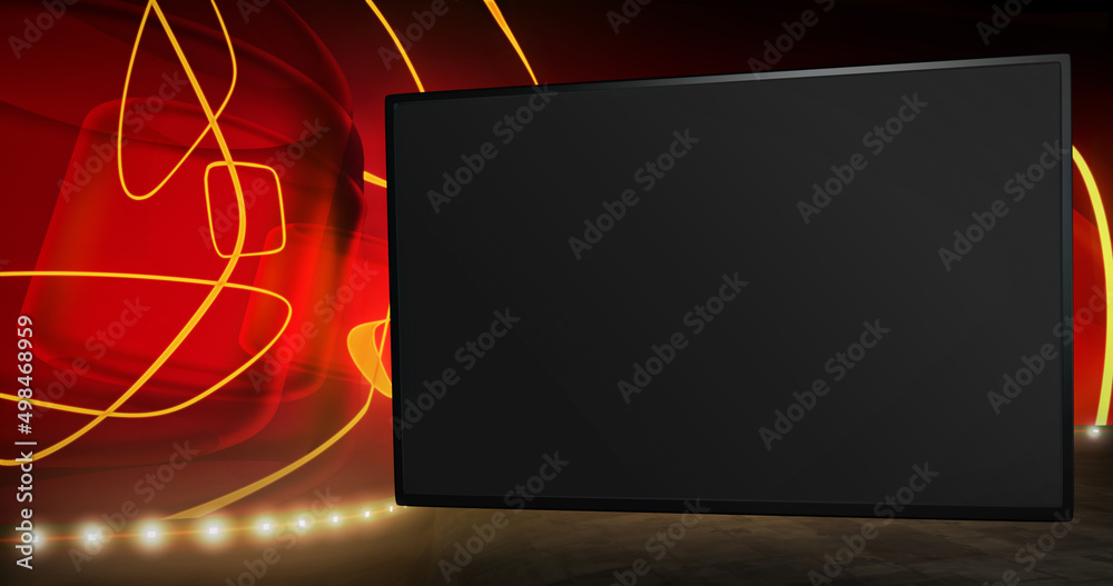 Cinematic virtual studio background with an empty monitor, ideal for TV ...