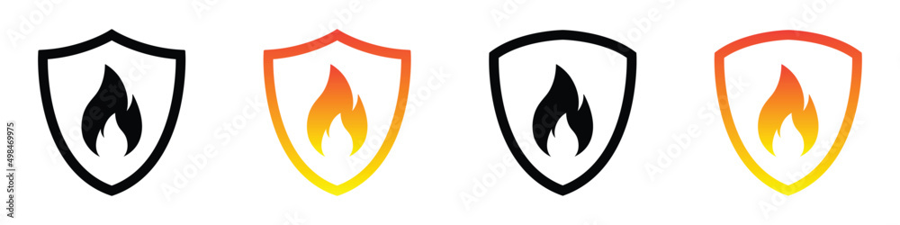 Fire Shield Icon. Fire Protection Icon. Fire Safety Icon, Vector ...
