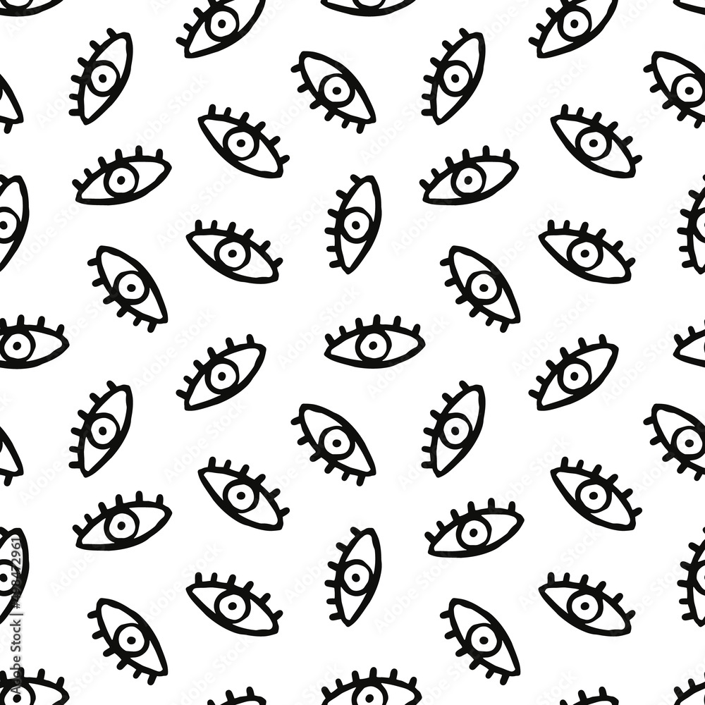 Open eyes pattern. Seamless background with abstract simple eyelashes ...