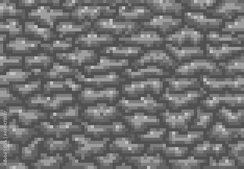 Cubic grey rock stone blocks of rubble or gravel cobble, vector pixel ...