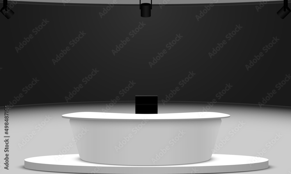 white table and lcds background in the news studio room Stock Vector ...