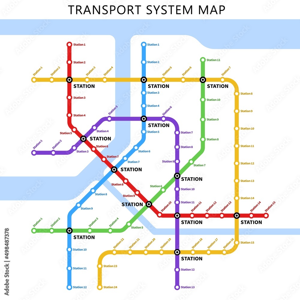 Metro, underground or subway transport system map. Urban city railway ...