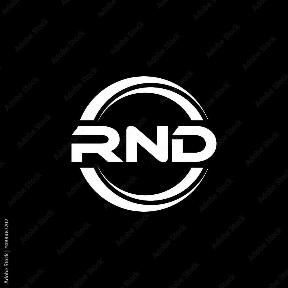 RND letter logo design with black background in illustrator, vector ...
