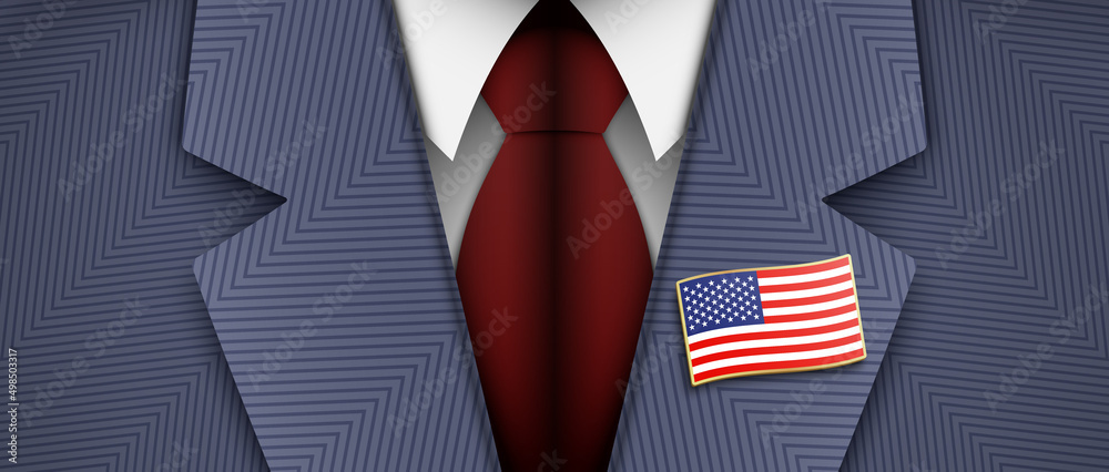 American politician dressed in a blue color official suit, white shirt ...