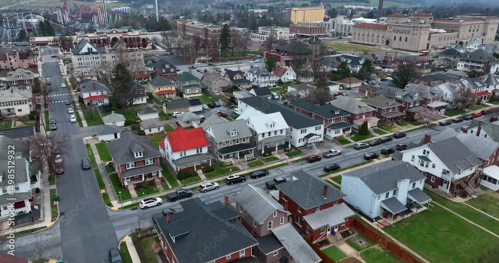 Homes in Hershey PA, USA. American town aerial establishing shot of ...