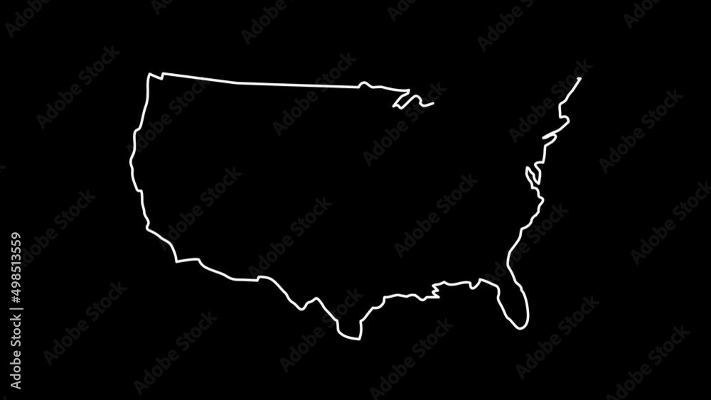 US Map Animation Black White Green Screen | 2D Animated USA Border ...