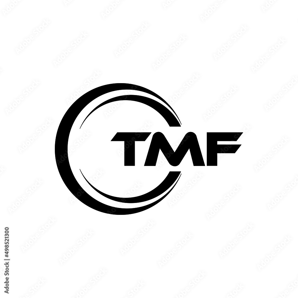 Vetor do Stock: TMF letter logo design with white background in ...