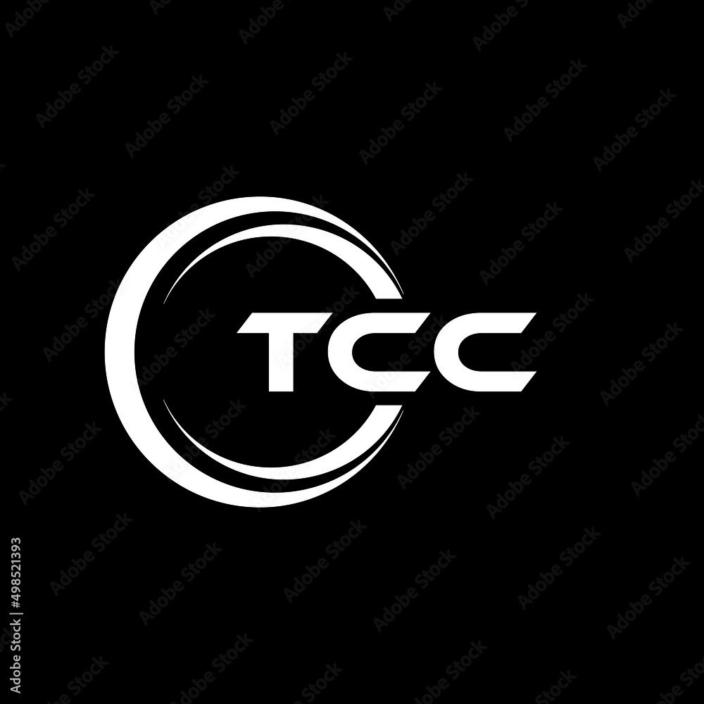 Vecteur Stock TCC letter logo design with black background in ...