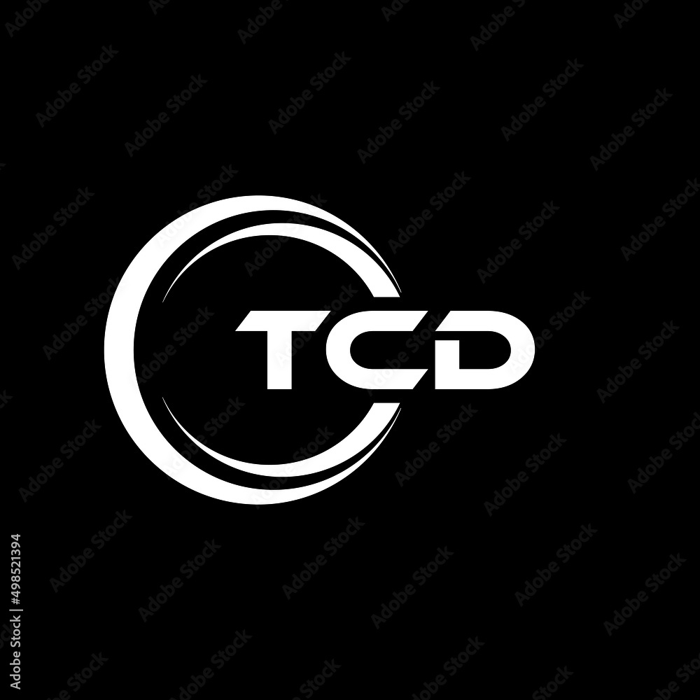 TCD letter logo design with black background in illustrator, vector ...