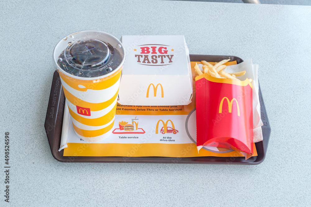 Paphos, Cyprus - April 2, 2022: McDonald's Big Tasty menu with large ...
