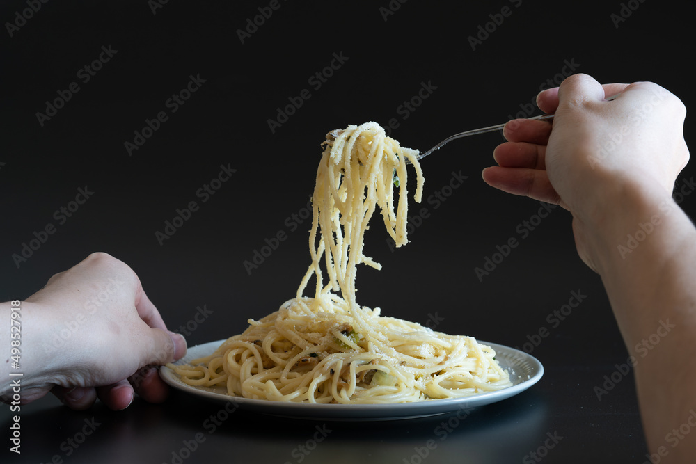 spaghetti and fork Stock Photo | Adobe Stock