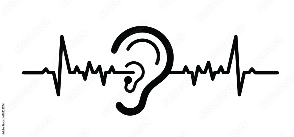 Listen, sound signal wave. Symbol for deafness. Limited hearing ...