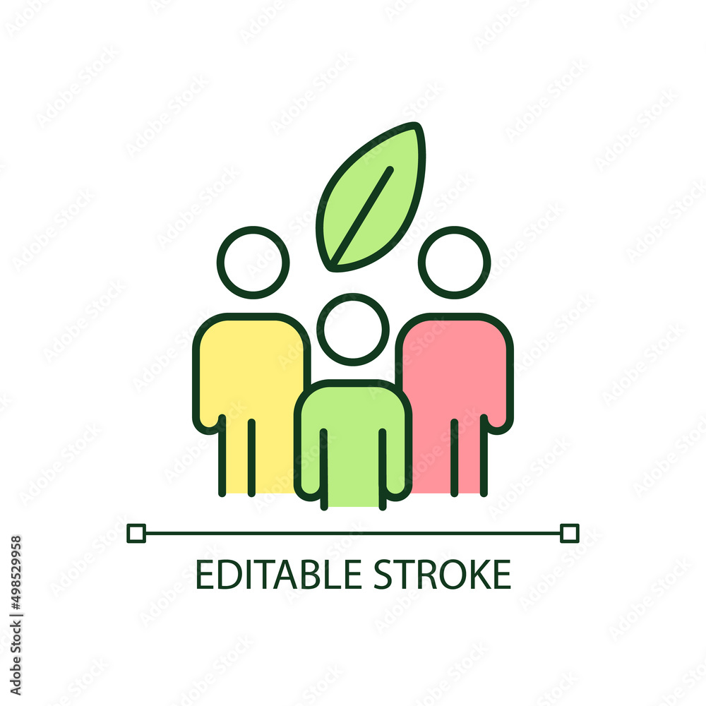Ecology protecting community RGB color icon. Responsible usage of ...