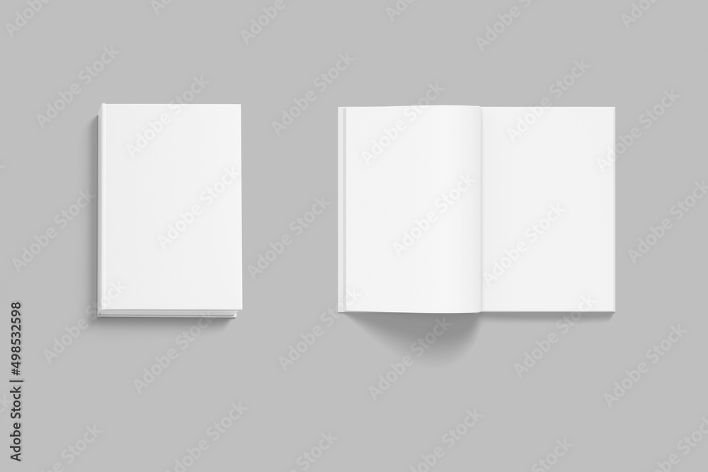 White blank Book Mockup with hard cover. 3d rendering. close and open ...
