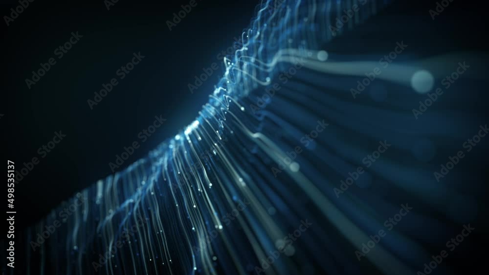 Abstract Light Fiber Strings Flowing Background Loop/ 4k animation of ...