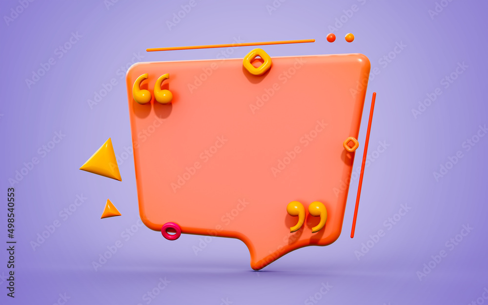 quote text box with empty background 3d render concept for message ...