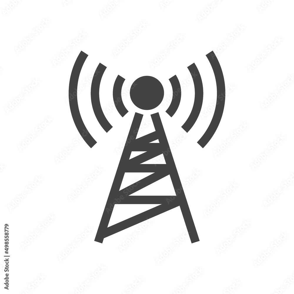vector illustration of communication tower icon, signal tower flat ...