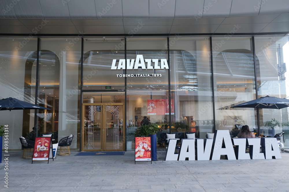 Shanghai,China-Jan.15th 2022: facade of Lavazza coffee shop and sign ...