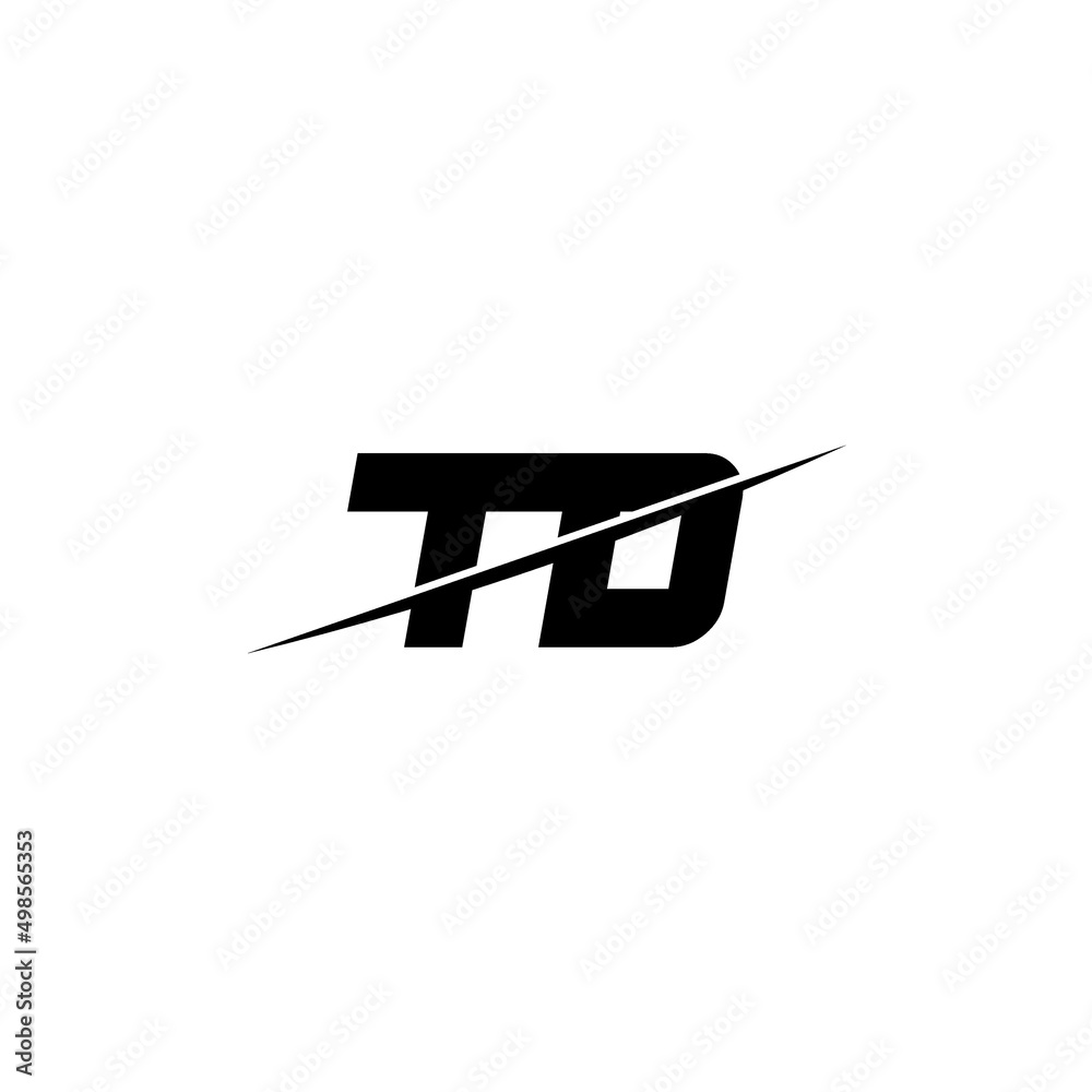 Flat minimal initial TD letter logo with creative cut design ...