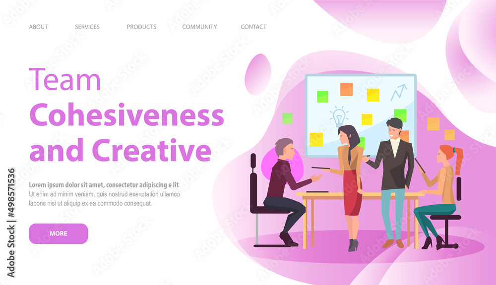 Team cohesiveness and creative website vector. Idea concept for ...