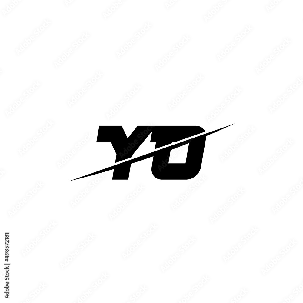Flat minimal initial YO letter logo with creative cut design ...