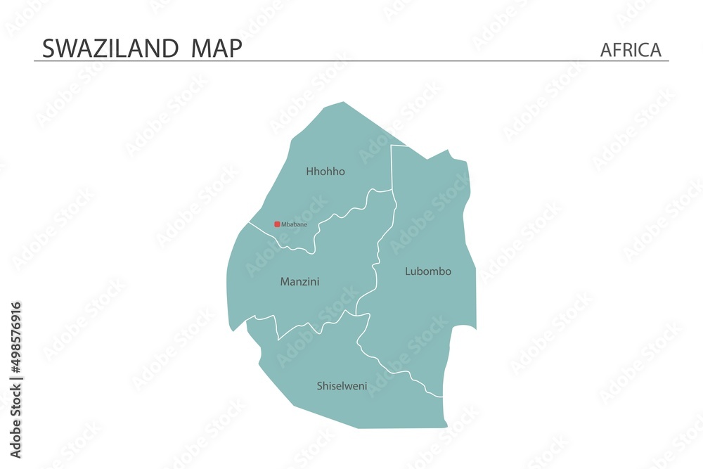 Swaziland map vector illustration on white background. Map have all ...