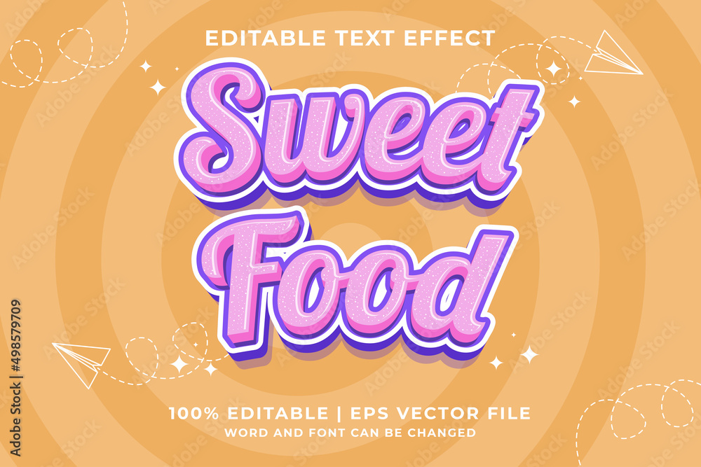 Editable text effect Sweet Food 3d Cartoon template style premium ...