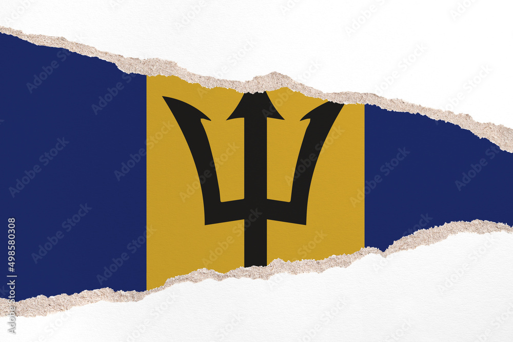 Ripped paper background in colors of national flag. Barbados Stock ...