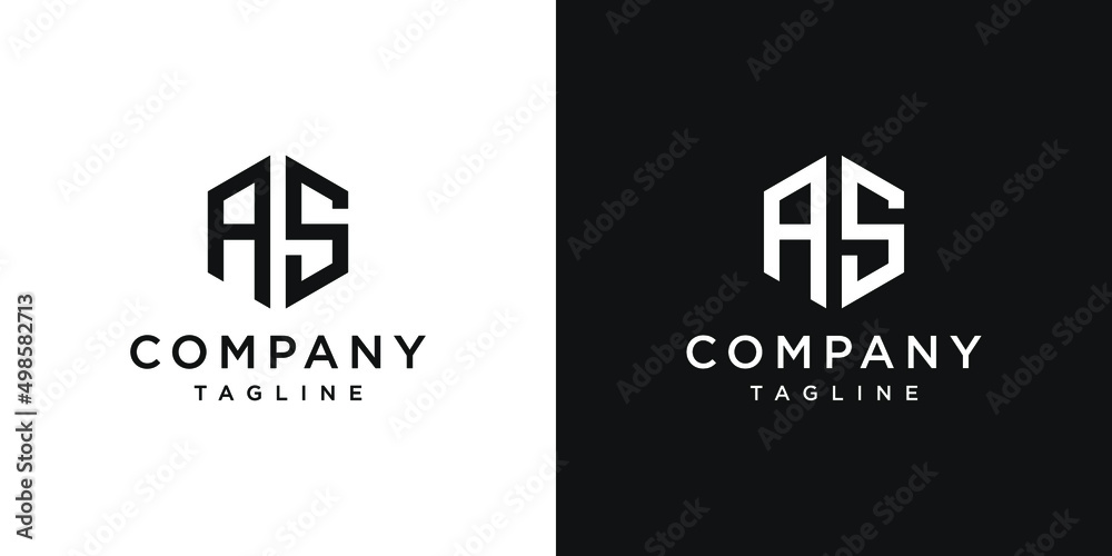 Creative Letter AS Monogram Logo Design Icon Template White and Black ...