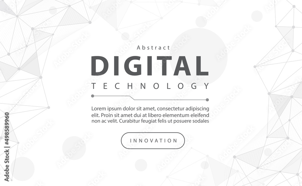 Digital technology banner black and white background concept with ...