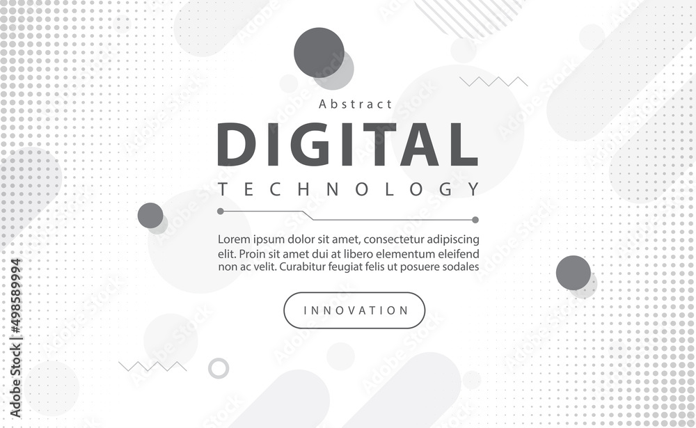 Digital technology banner black and white background concept with ...