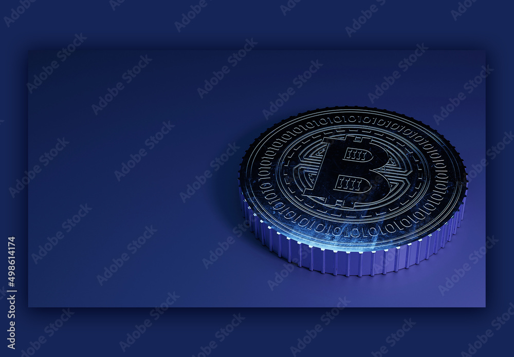 Render of a Virtual Realistic Bitcoin Stock Template | Adobe Stock