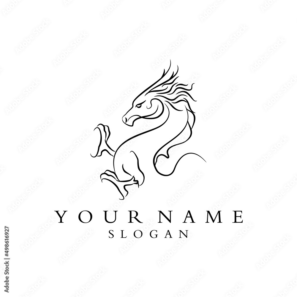 dragon line logo vector design Stock Vector | Adobe Stock