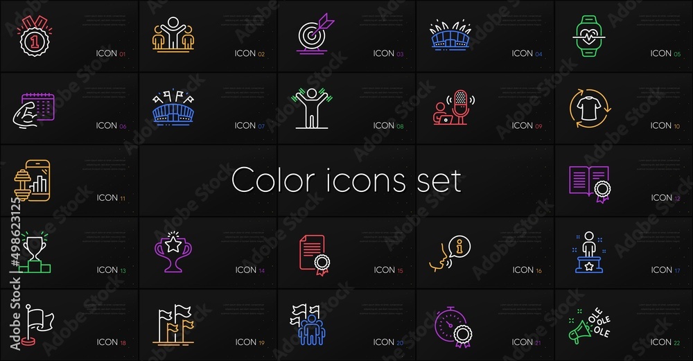 Set of Flags, Leadership and Change clothes line icons. Include Fitness ...