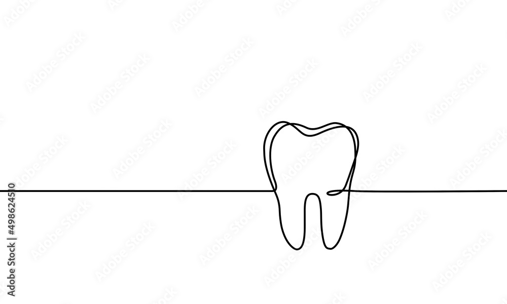 Single continuous line art drawing tooth Stock Vector | Adobe Stock