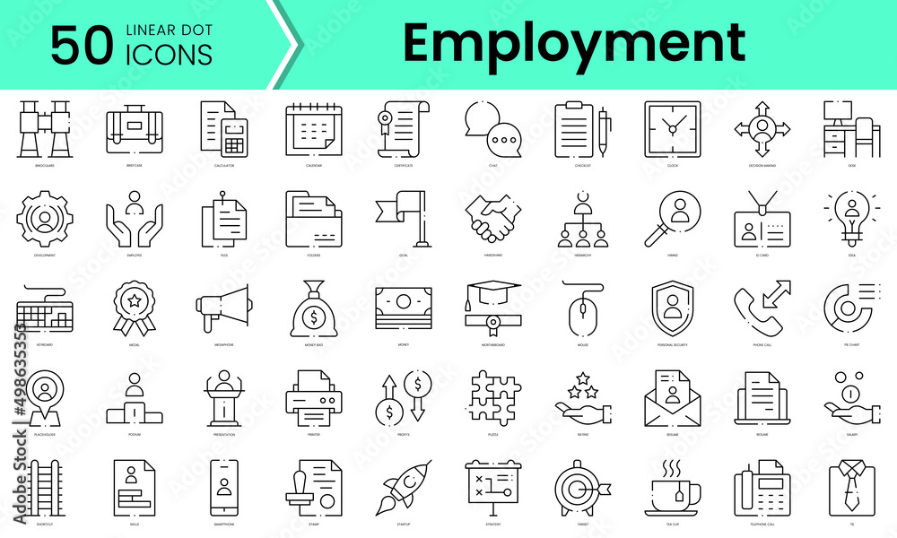 Set of employment icons. Line art style icons bundle. vector ...