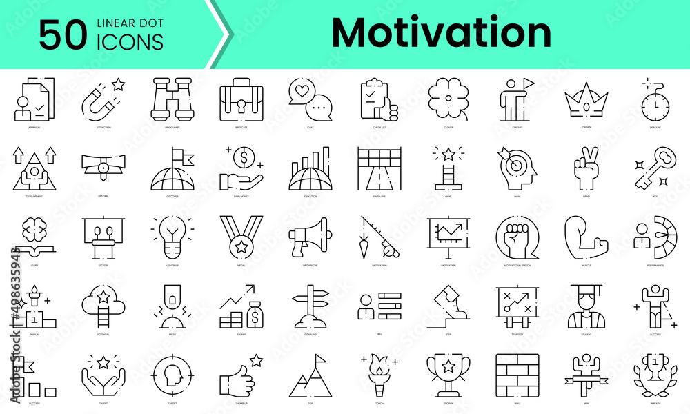 Set of motivation icons. Line art style icons bundle. vector ...