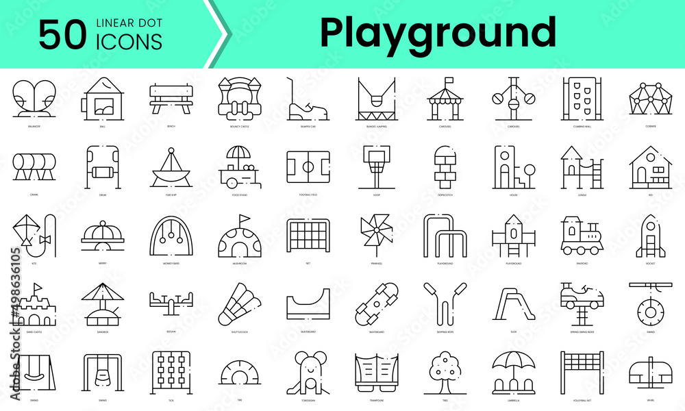 Set of playground icons. Line art style icons bundle. vector ...