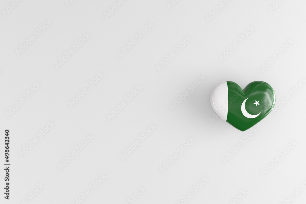 The national flag of Pakistan on a heart-shaped badge as a symbol of ...