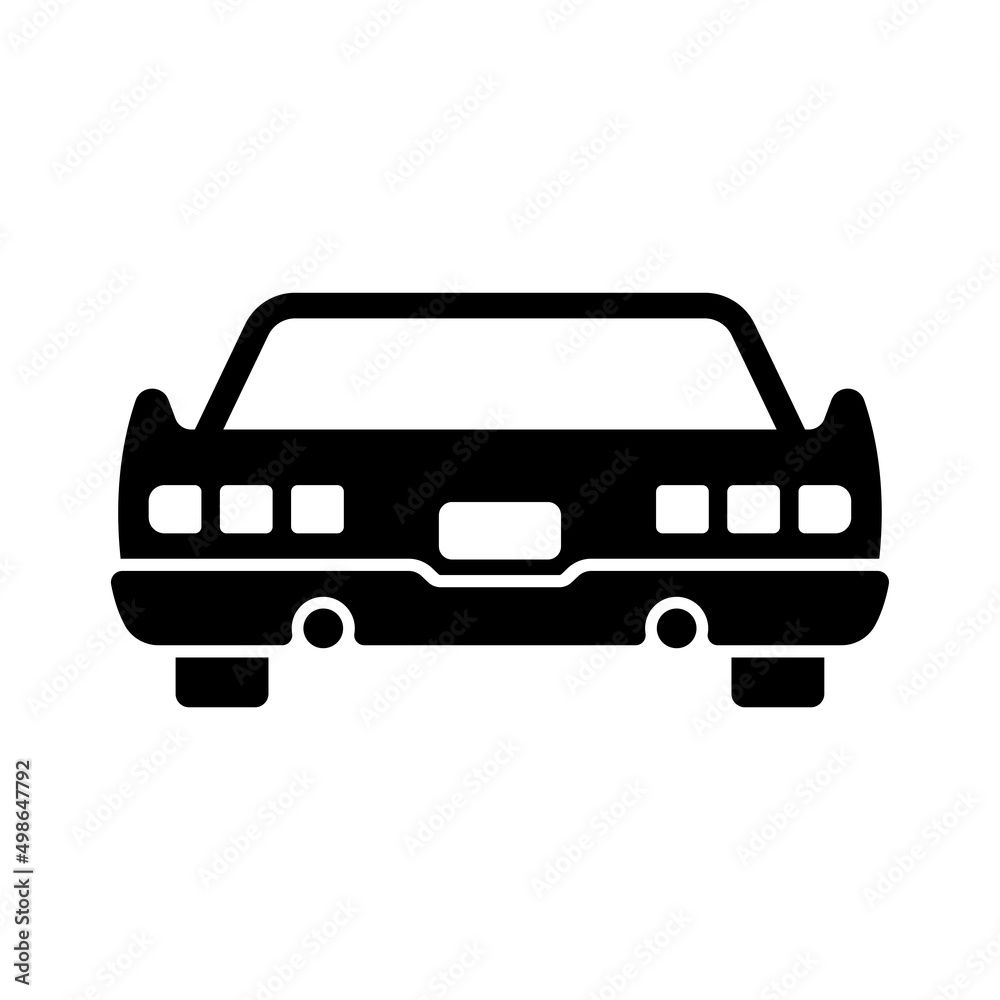 Car icon. Rear back view. Black silhouette. Vector simple flat graphic ...
